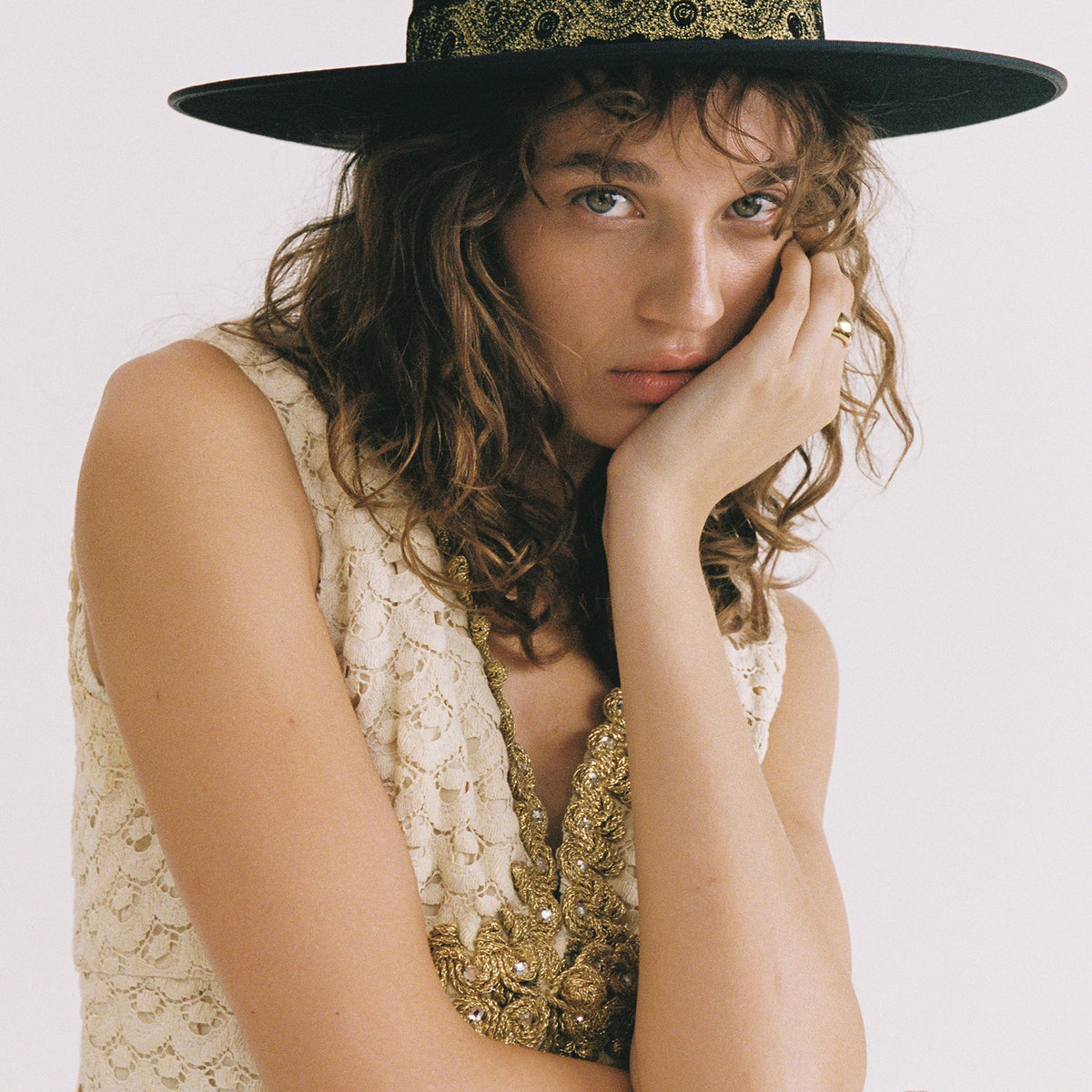 Noir Rancher - Wool Felt Fedora Hat (Black, Gold Ribbon) | Lack of ...